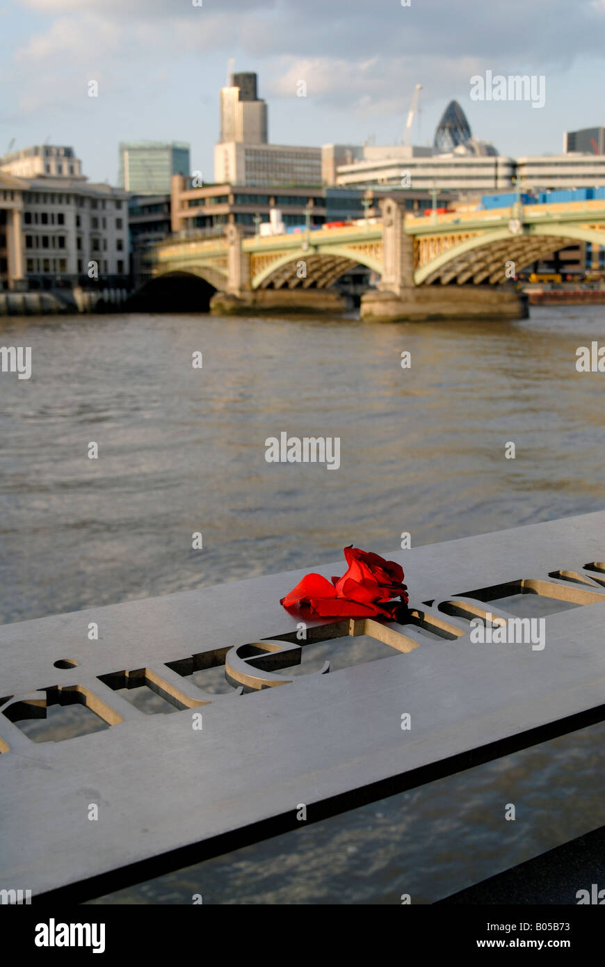 UK- Plaque and flower outside Globe theatre to celebrate St. George's ...