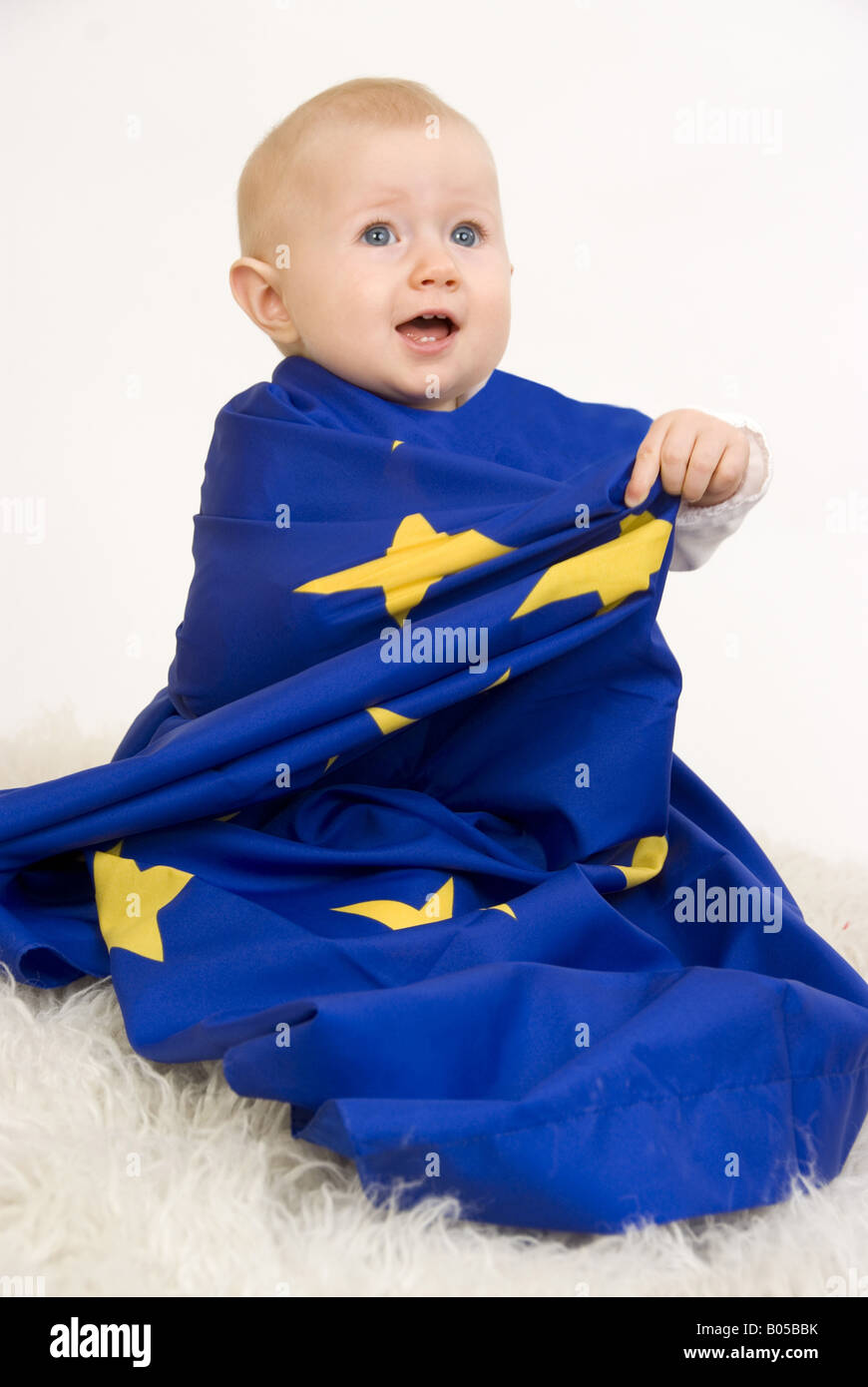 child with European Union flag Stock Photo - Alamy