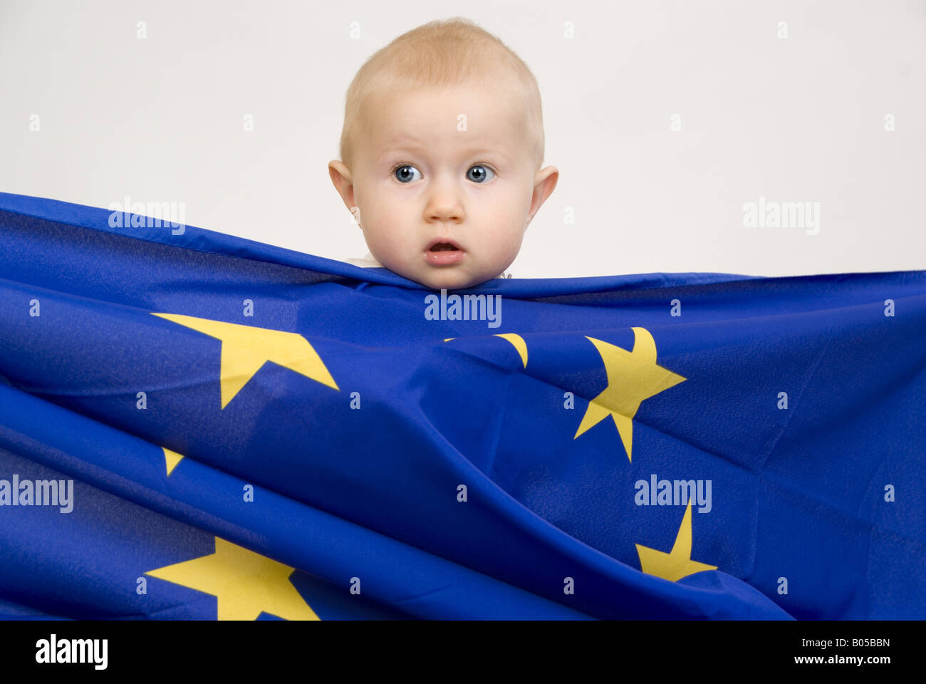 child with European Union flag Stock Photo - Alamy