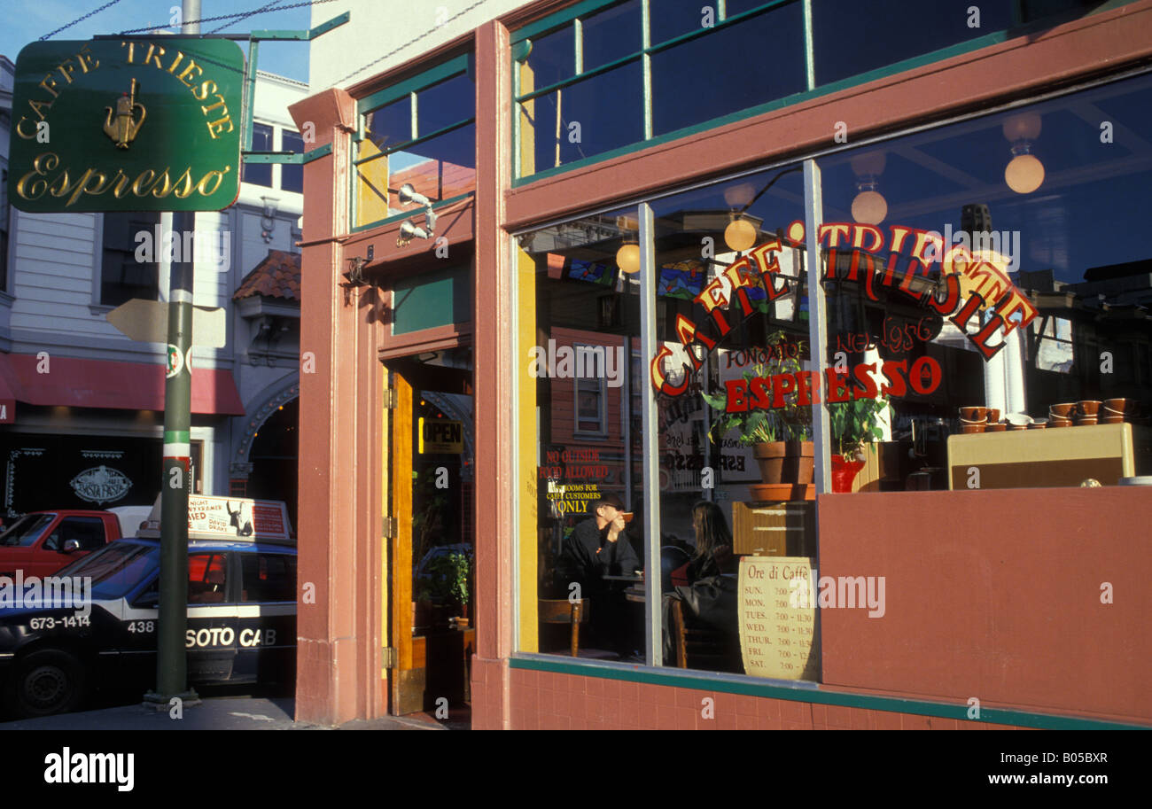 Cafe Trieste at North Beach quarter in San Francisco California USA ...