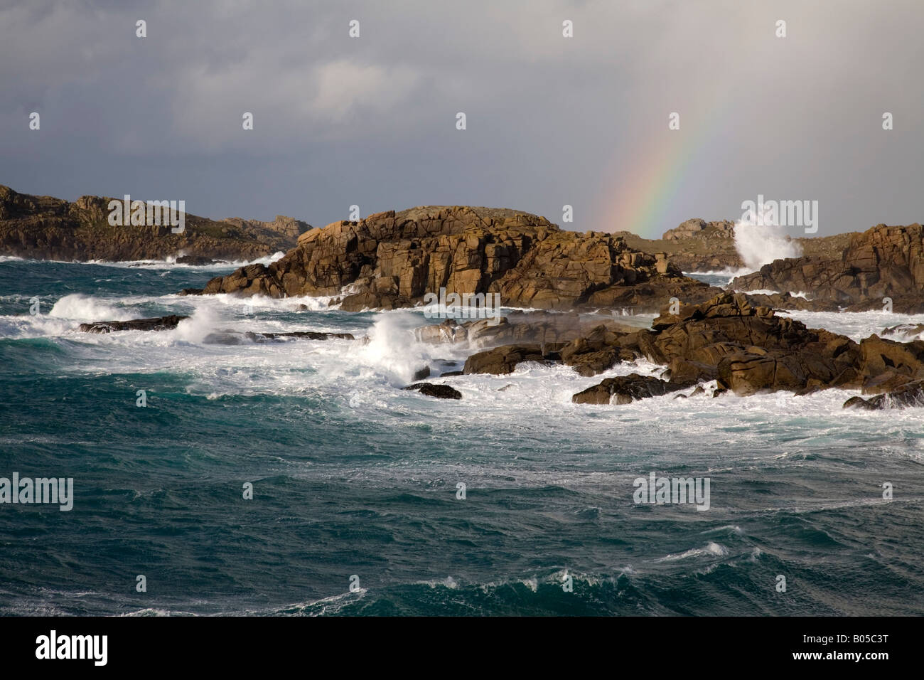 hell bay in a storm bryher Isles of Scilly Stock Photo - Alamy