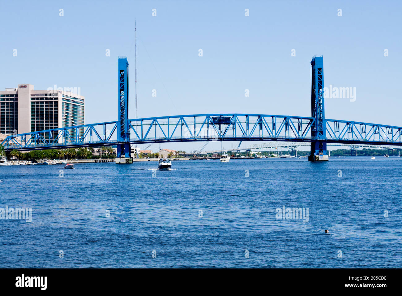 Blue Main Street Bridge over the St. John's River near downtown ...