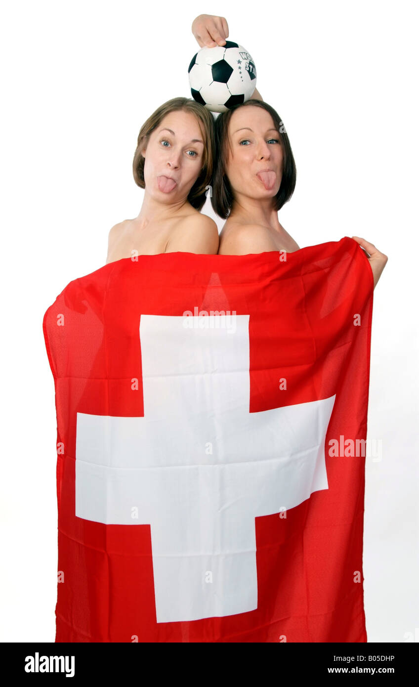 Swiss-ladies with football, Switzerland Stock Photo - Alamy
