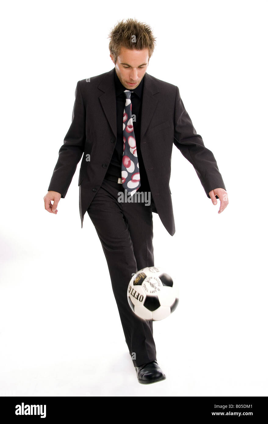 business man playing soccer Stock Photo - Alamy