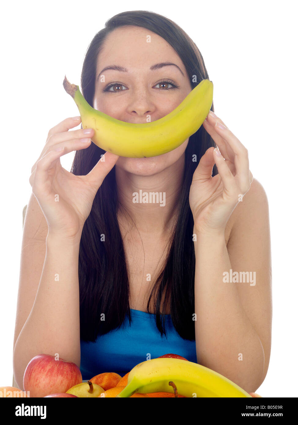 Young Woman Playing with Banana Model Released Stock Photo - Alamy