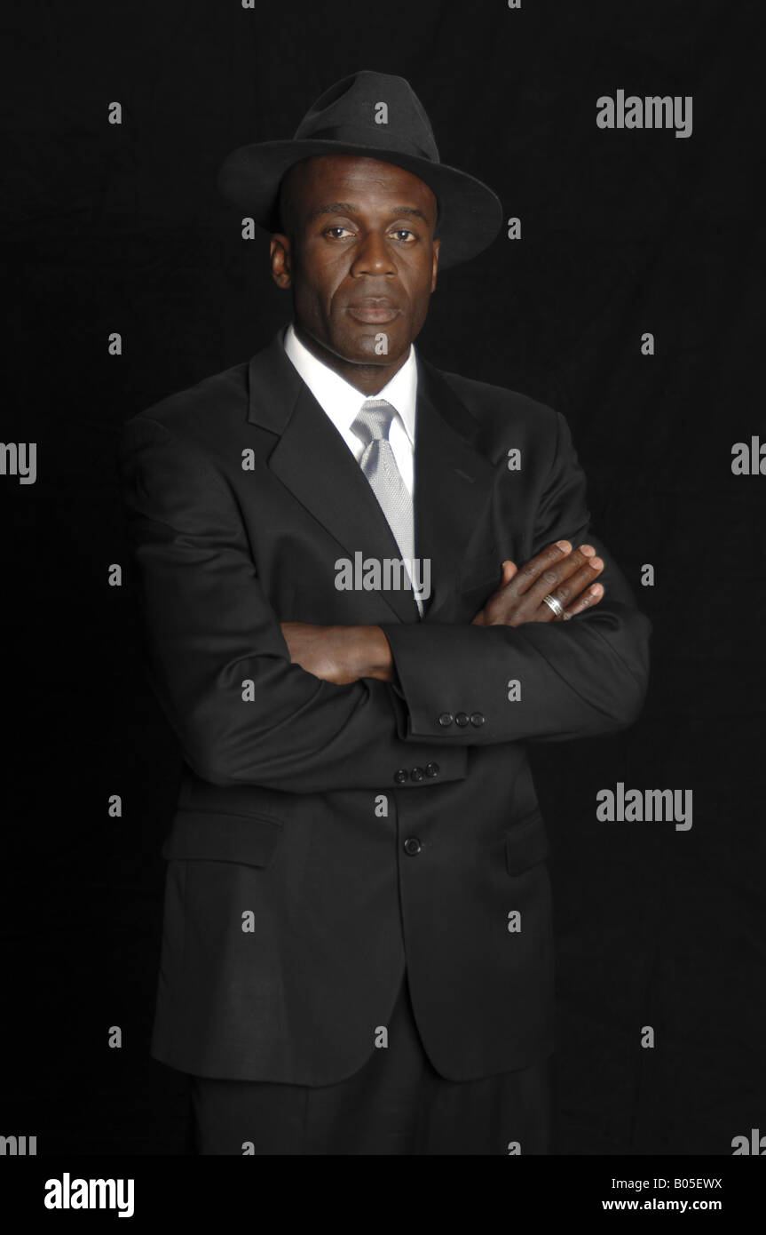 Half body portrait of a mid adult African American businessman in a ...