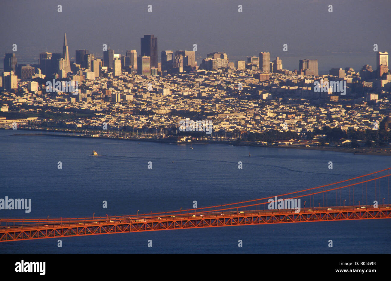Golden Gate Bridge and the skyline of San Francisco California USA ...
