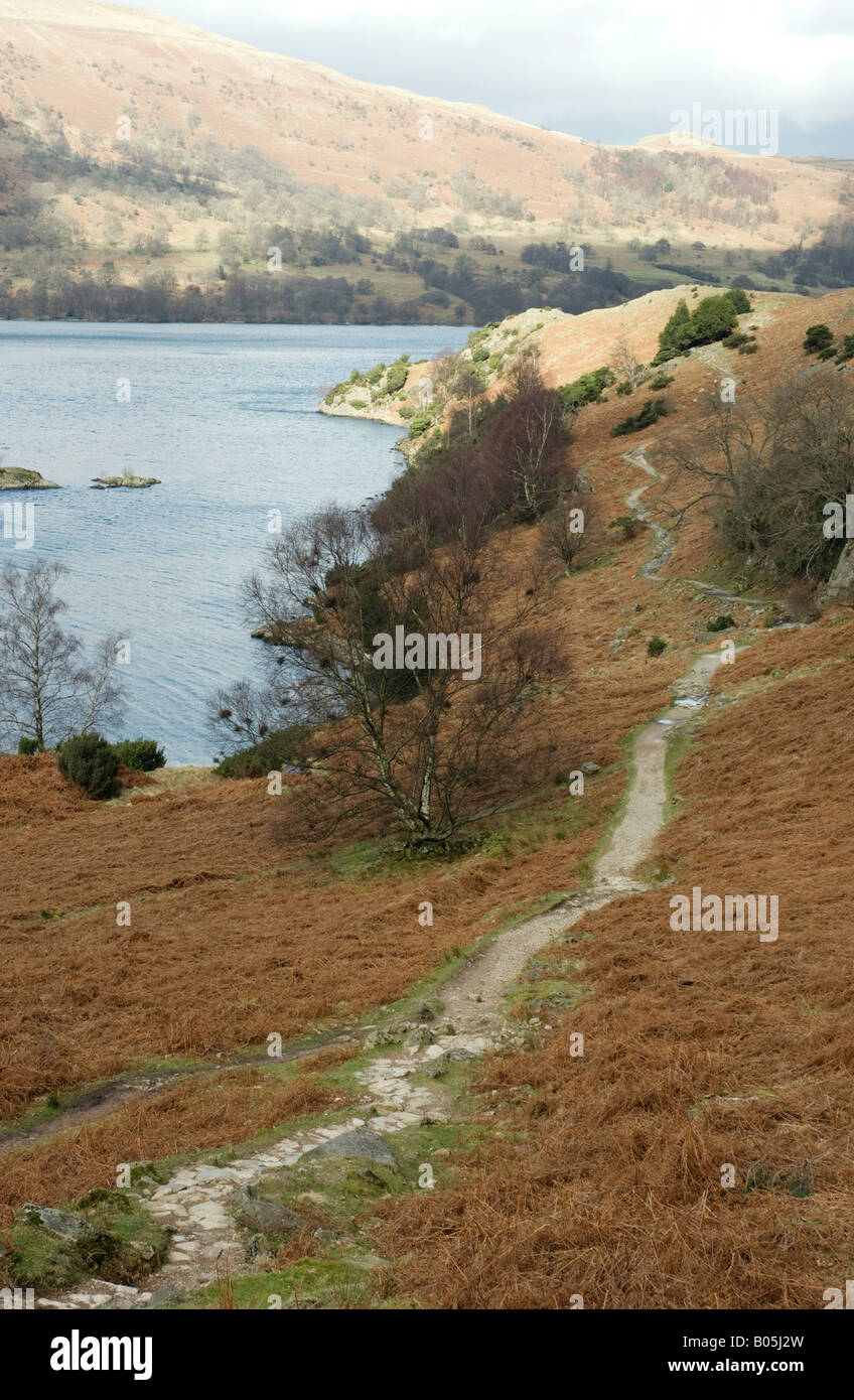 Footpath by Ullswater lake Stock Photo - Alamy