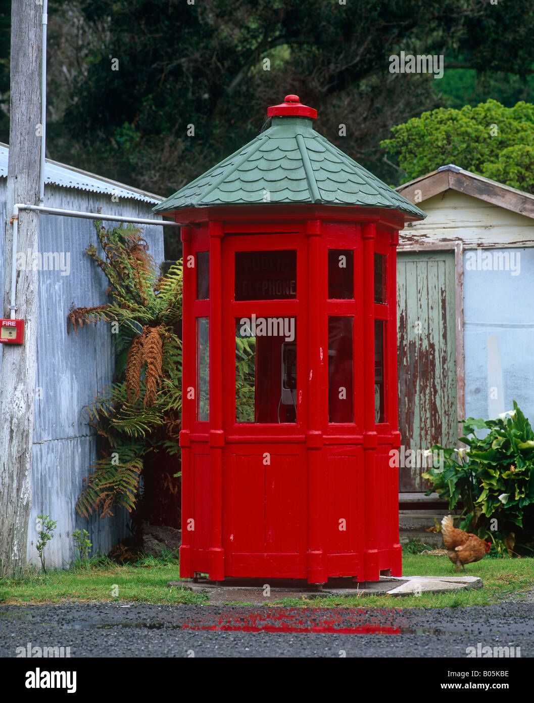 Old telephone box, Okains bay, Banks Peninsula, New Zealand Stock Photo ...
