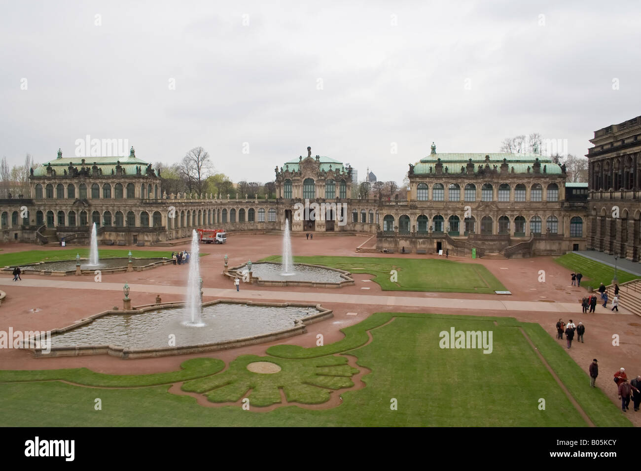 The Zwinger Palace in Dresden with its baroque architecture, fountains ...