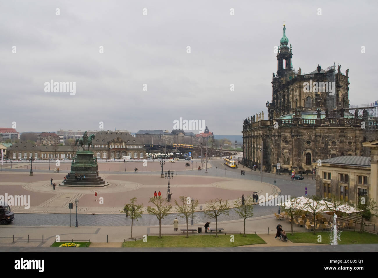 Historic square in Dresden featuring the Hofkirche, baroque ...