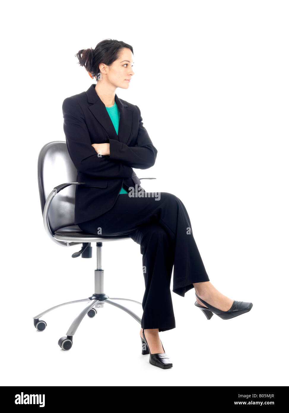 Confident Young Woman Sat on Office Chair Model Released Stock Photo ...
