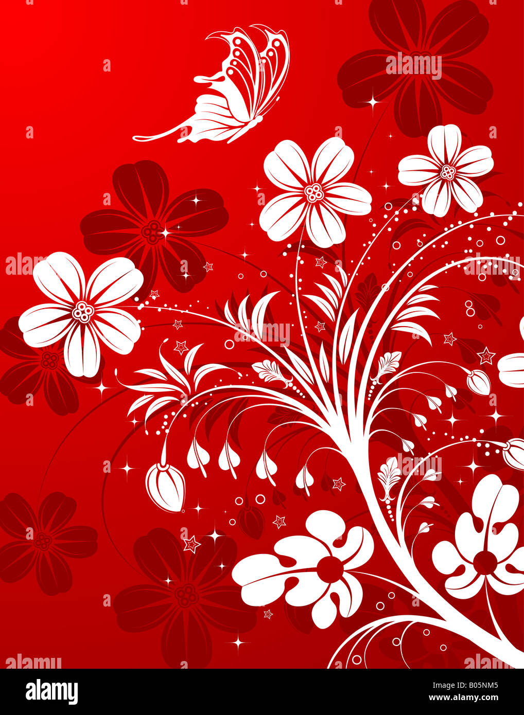 Flower background with butterfly Stock Photo - Alamy