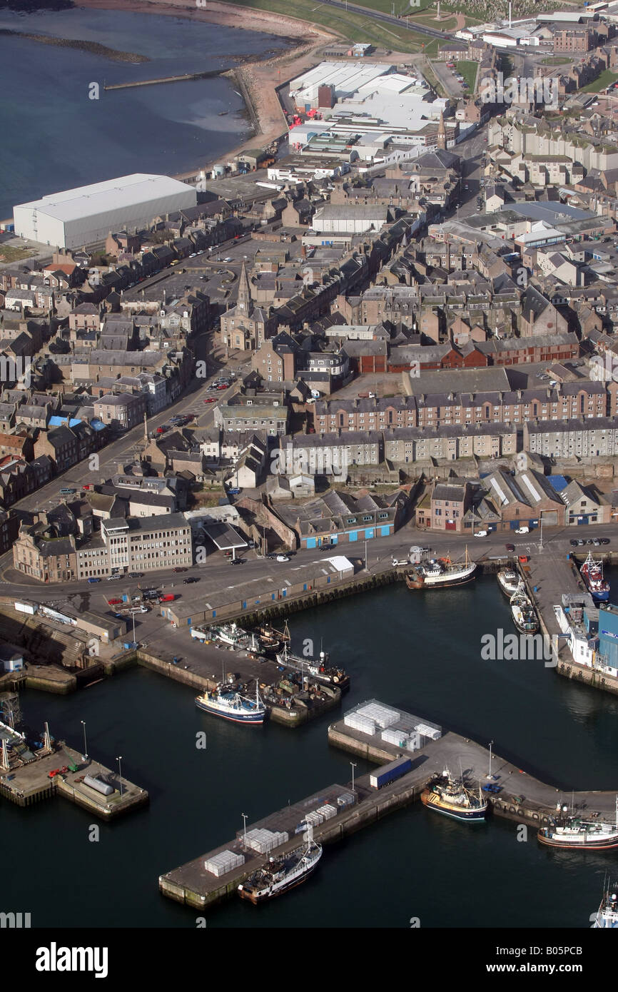 Aerial picture of the fishing port of Peterhead, Aberdeenshire ...