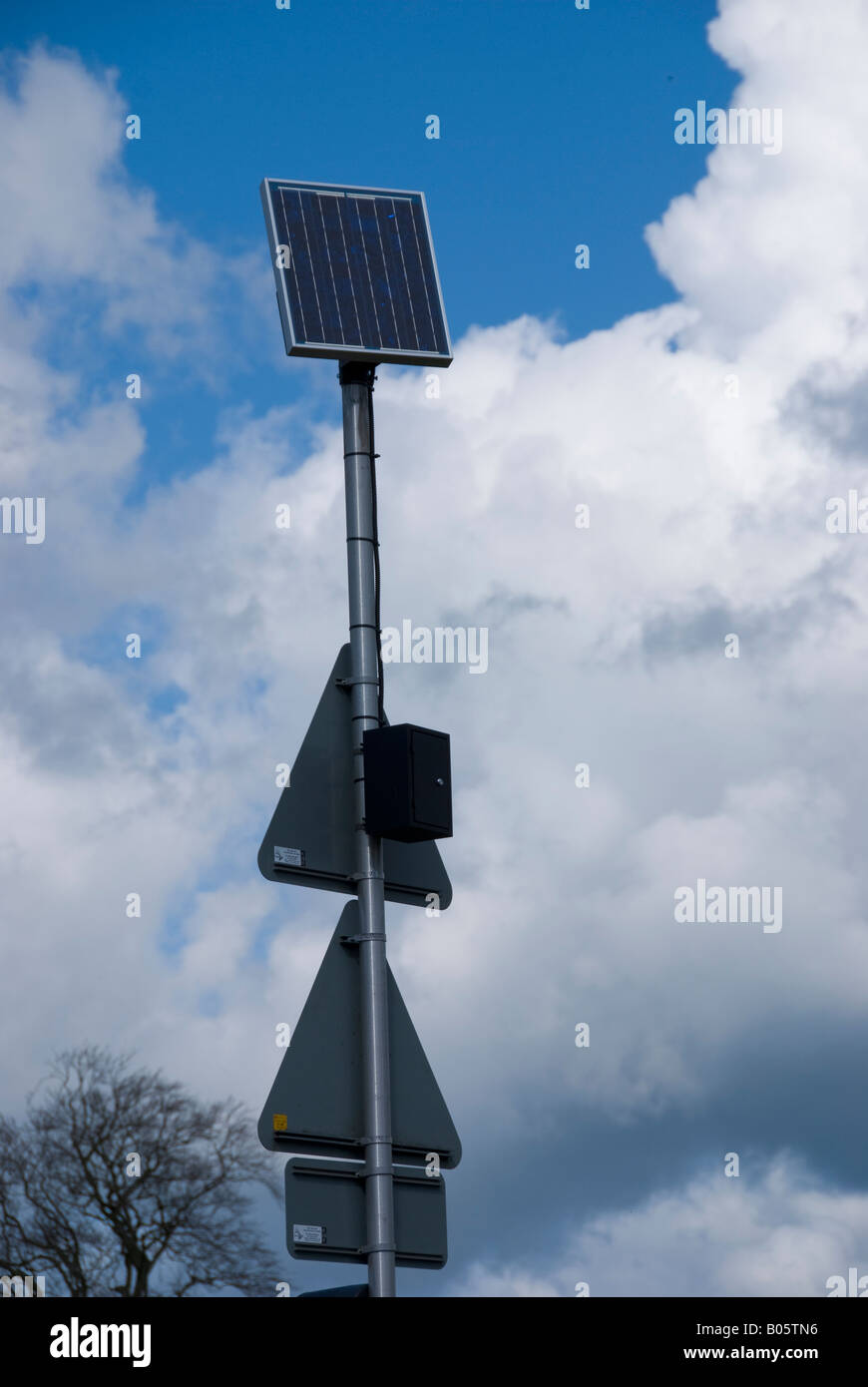 solar powered road sign Stock Photo - Alamy