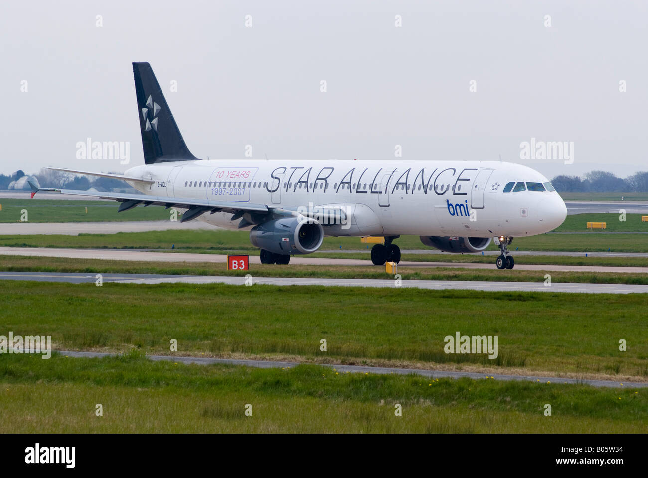 BMI Airbus A321-231 Taxiing Out for Take-off at Manchester Ringway ...