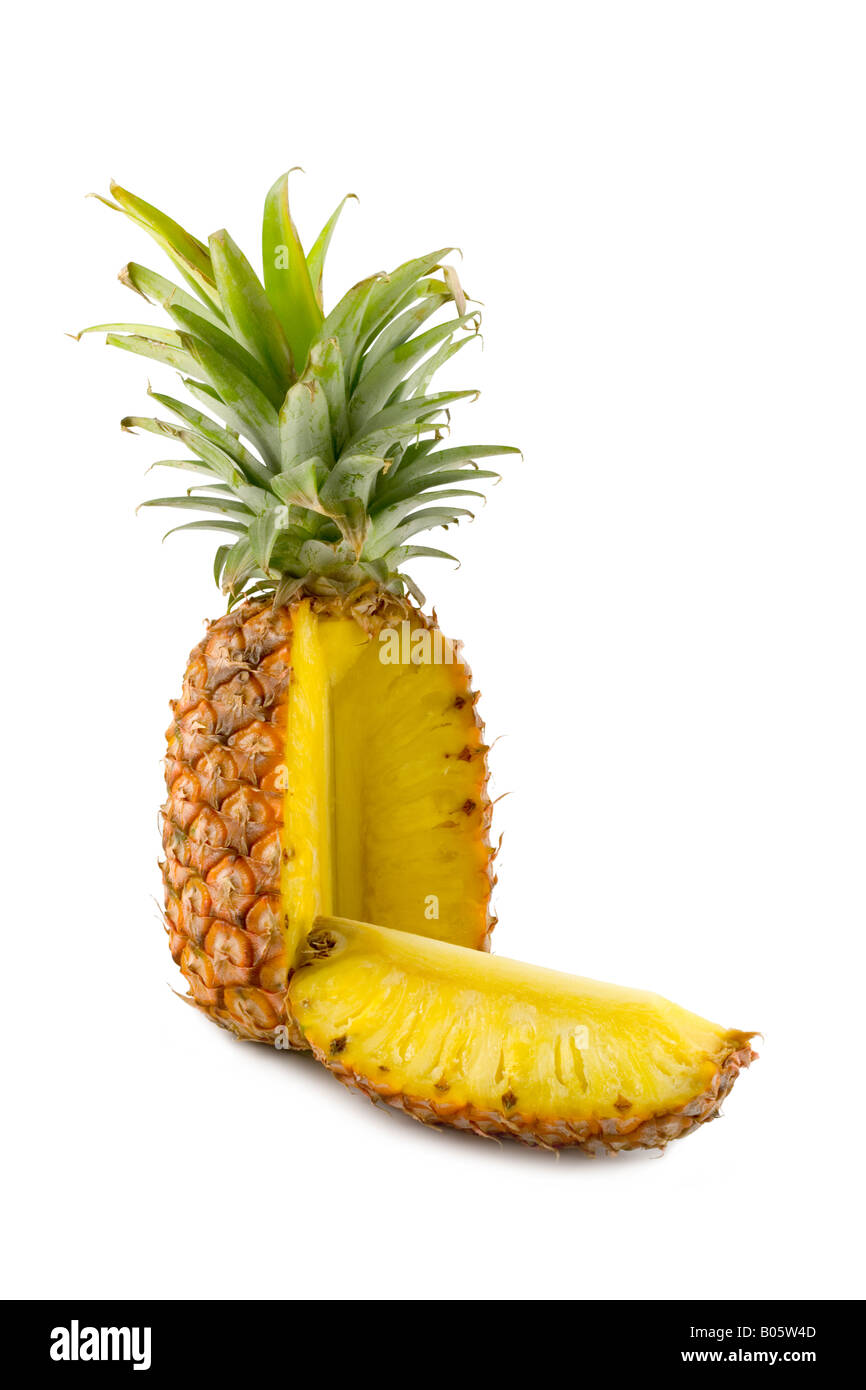 the sliced pineapple isolated on white background Stock Photo - Alamy