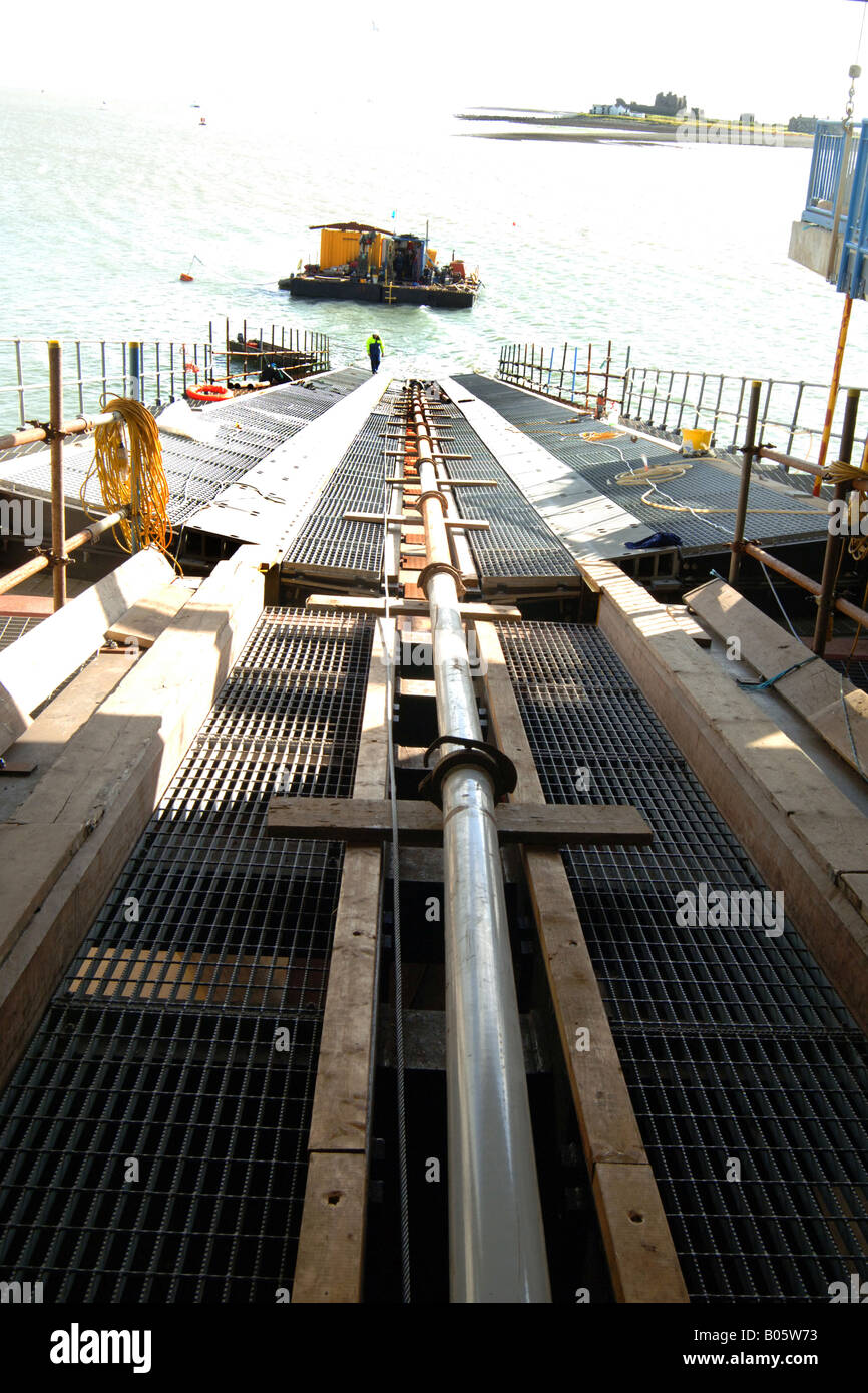 Engineers build a new lifeboat platform Barrow in Furness Cumbria Stock ...