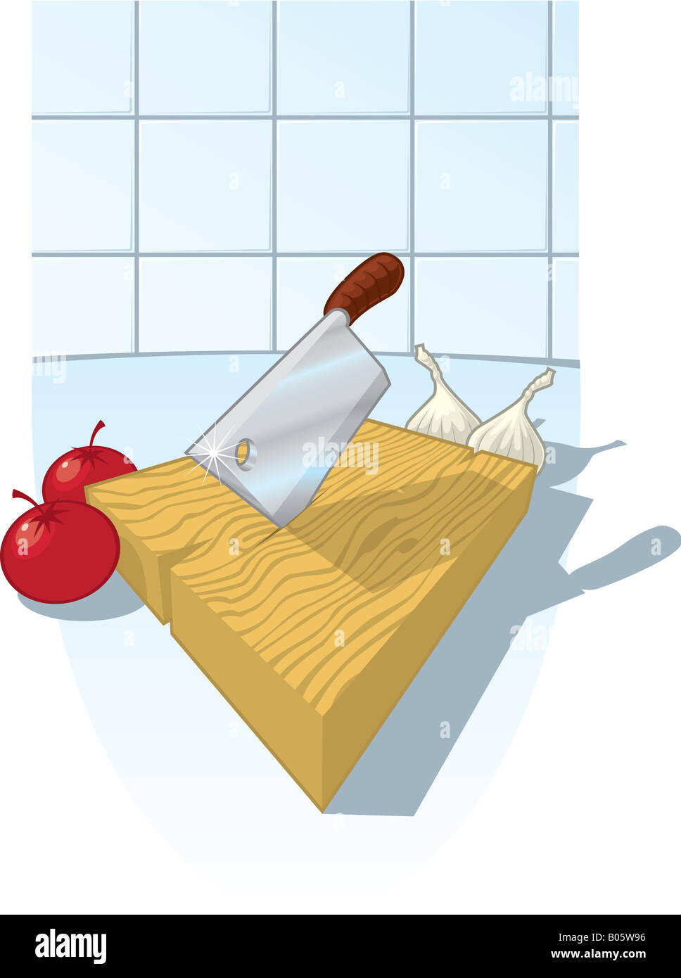 Chopping board with chopper Stock Photo - Alamy