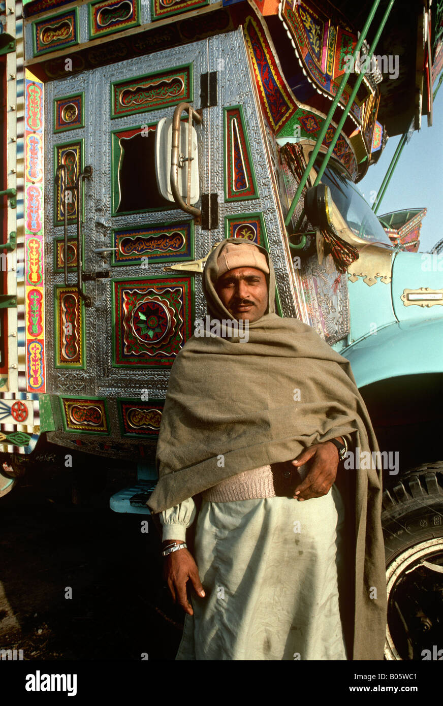 Pakistan Transport Grand Trunk Road man with his decorated truck at a ...