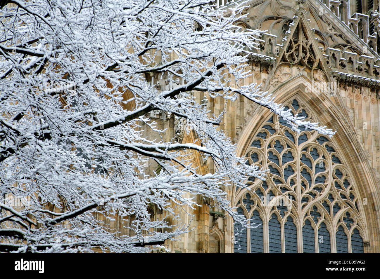 York Minster on a snowy winter's day, North Yorkshire, England Stock ...
