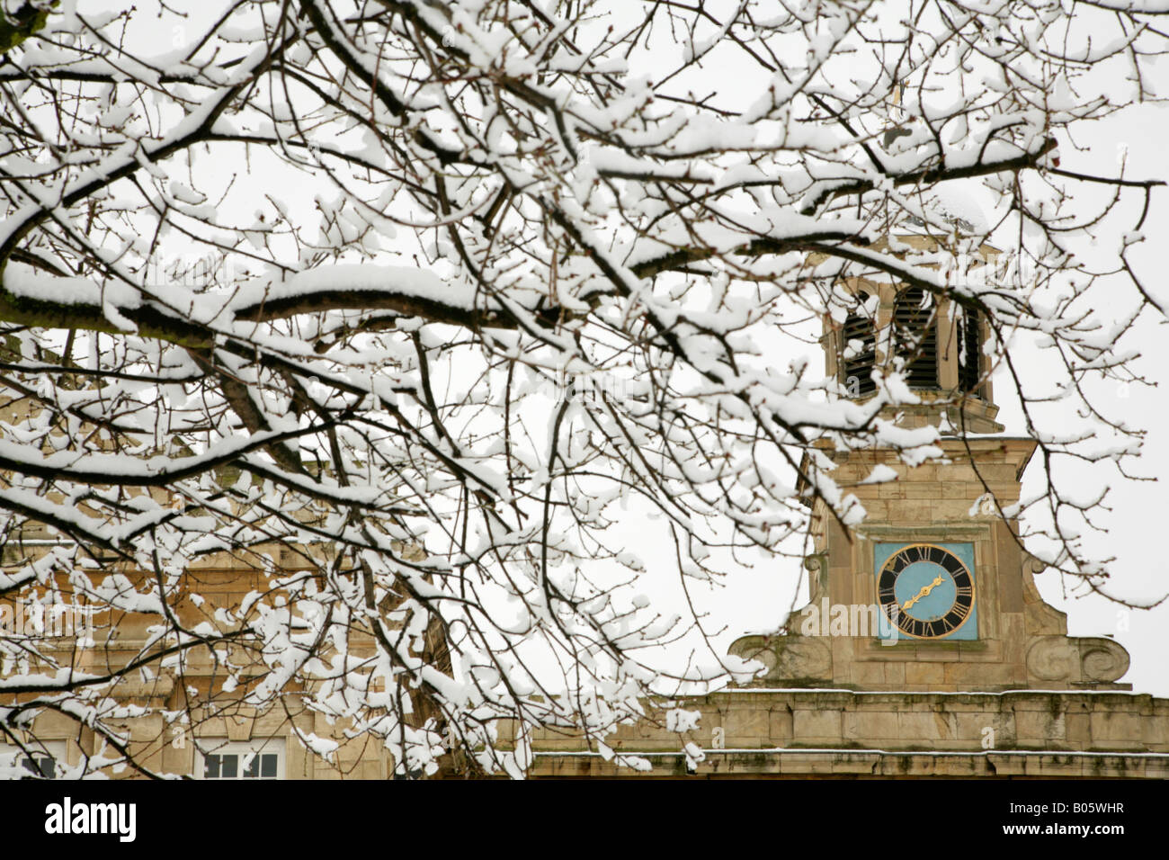 The clock tower of the Castle Museum in winter, York, North Yorkshire ...