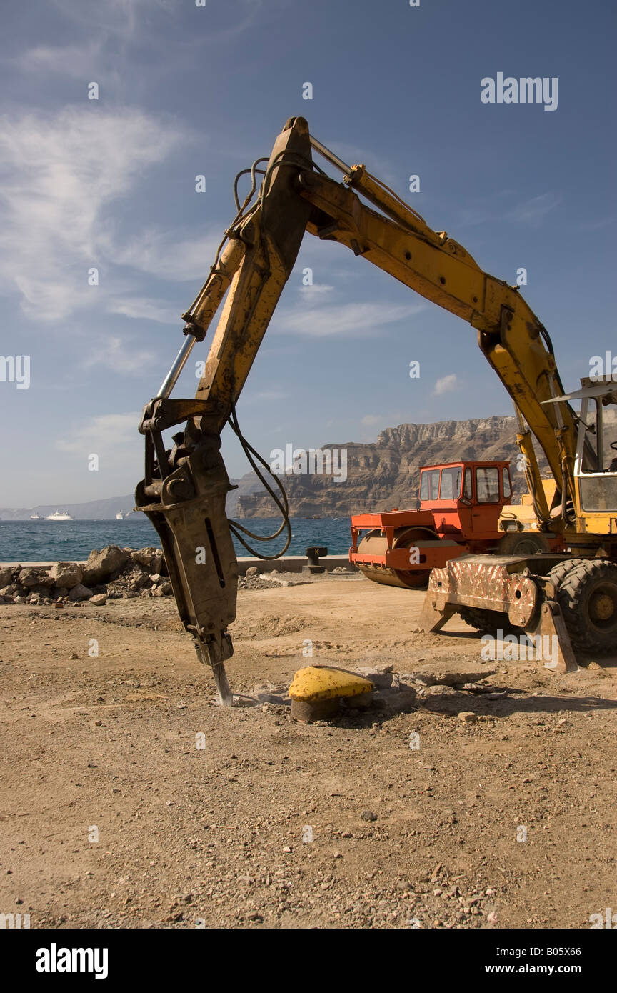 drill in motion digging hole on a construction site in a pier Stock ...