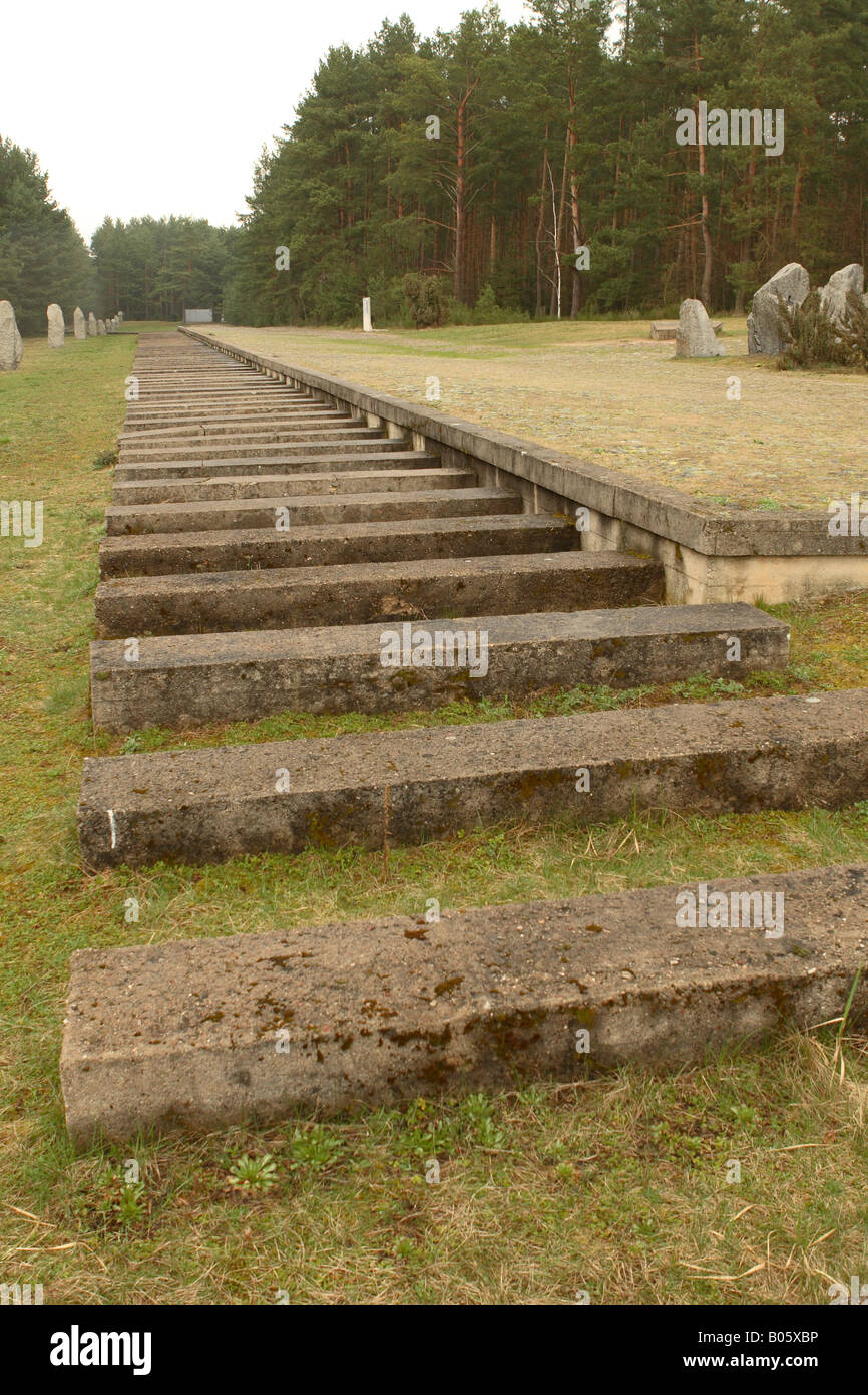 Treblinka Poland the rail track and arrival station platform at the ...