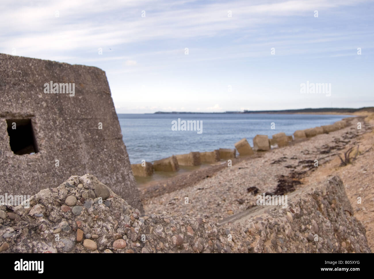 Roseisle Beach with a WW2 pillbox Stock Photo - Alamy
