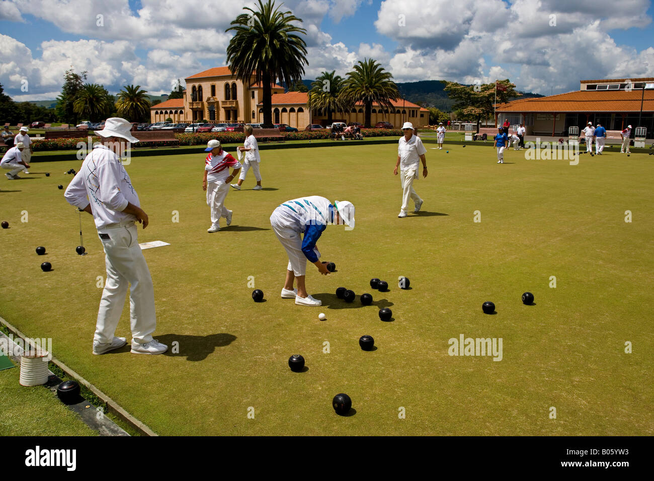 A bowls competition in the Government Gardens at a Victorian Bath House ...