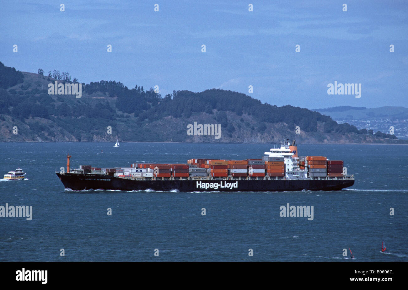 cargo ship with containers on San Francisco Bay California USA Stock ...
