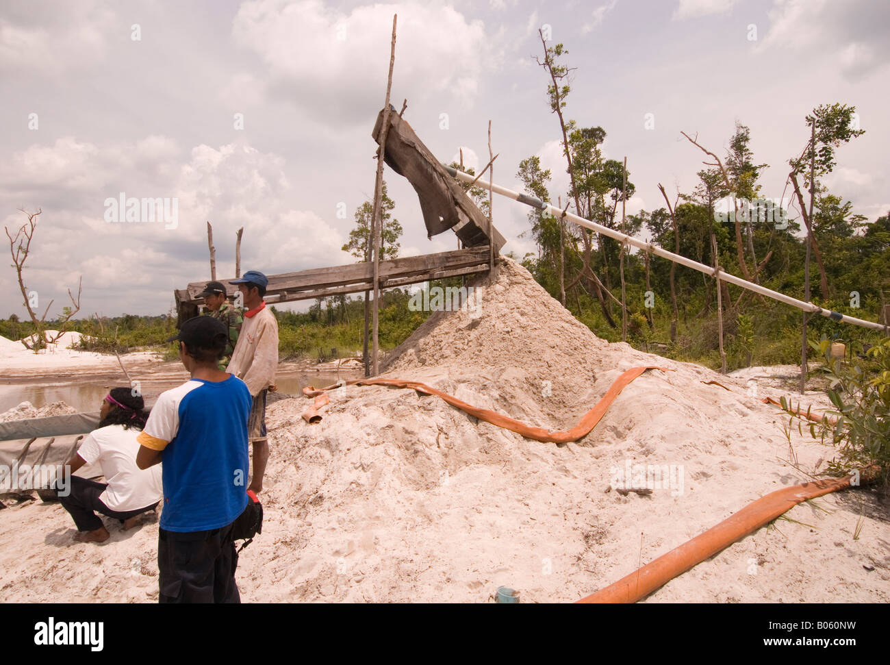 Illegal gold and zircon mine in Indonesia, Borneo Stock Photo - Alamy