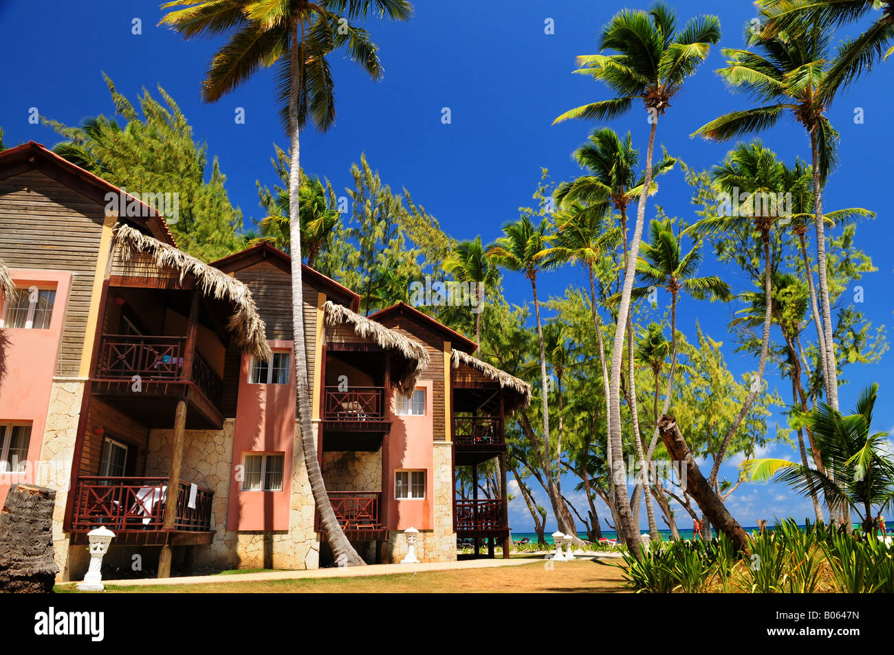 Palm trees resort building hi-res stock photography and images - Alamy