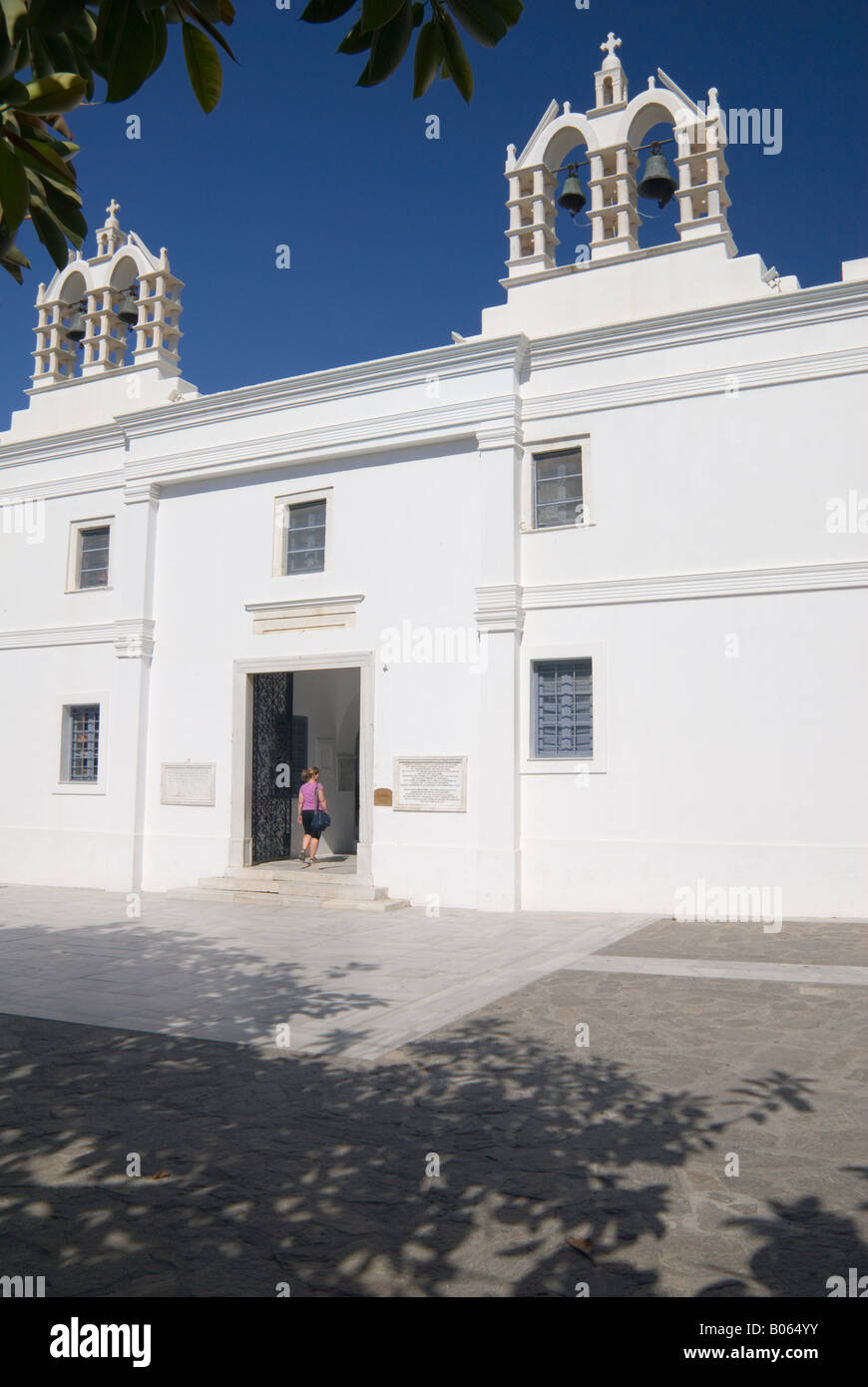 Whitewashed facade of the Church of Our Lady of a Hundred Doors in ...