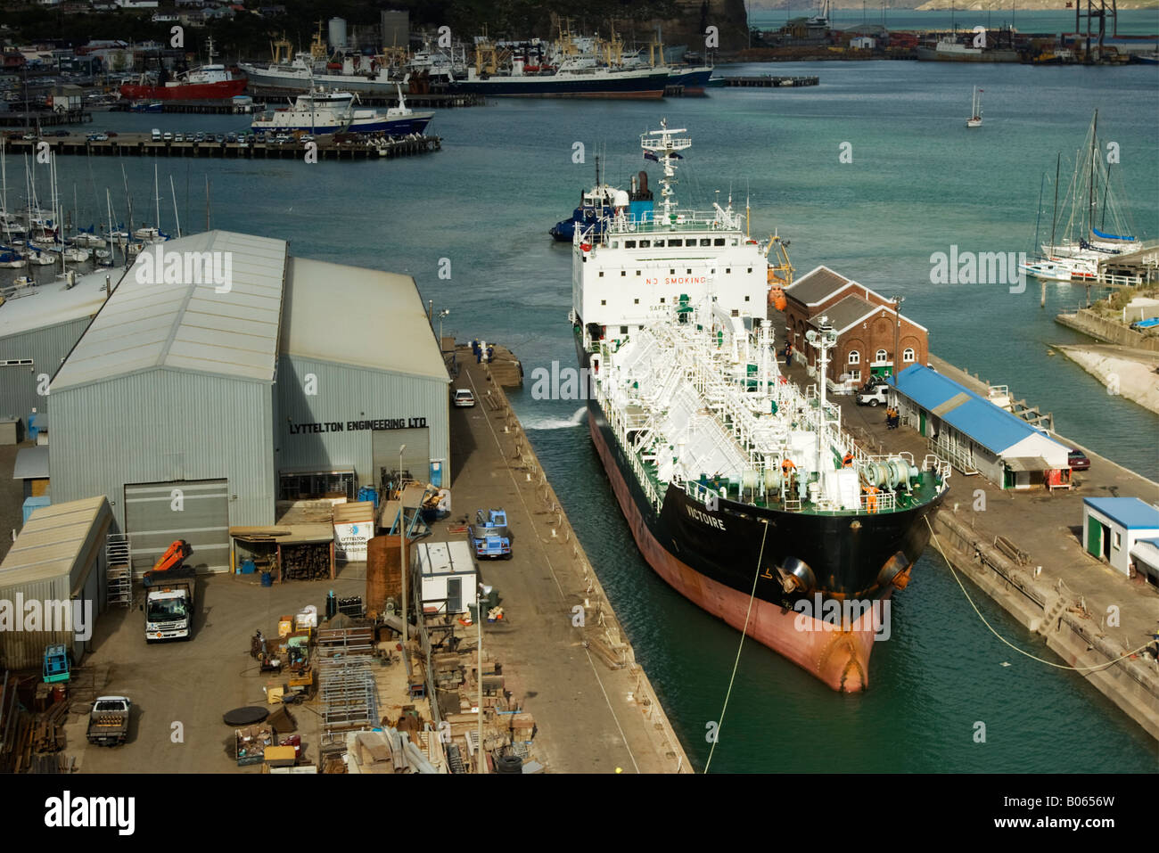 A small gas carrying ship arrives in drydock for routine maintenance at ...