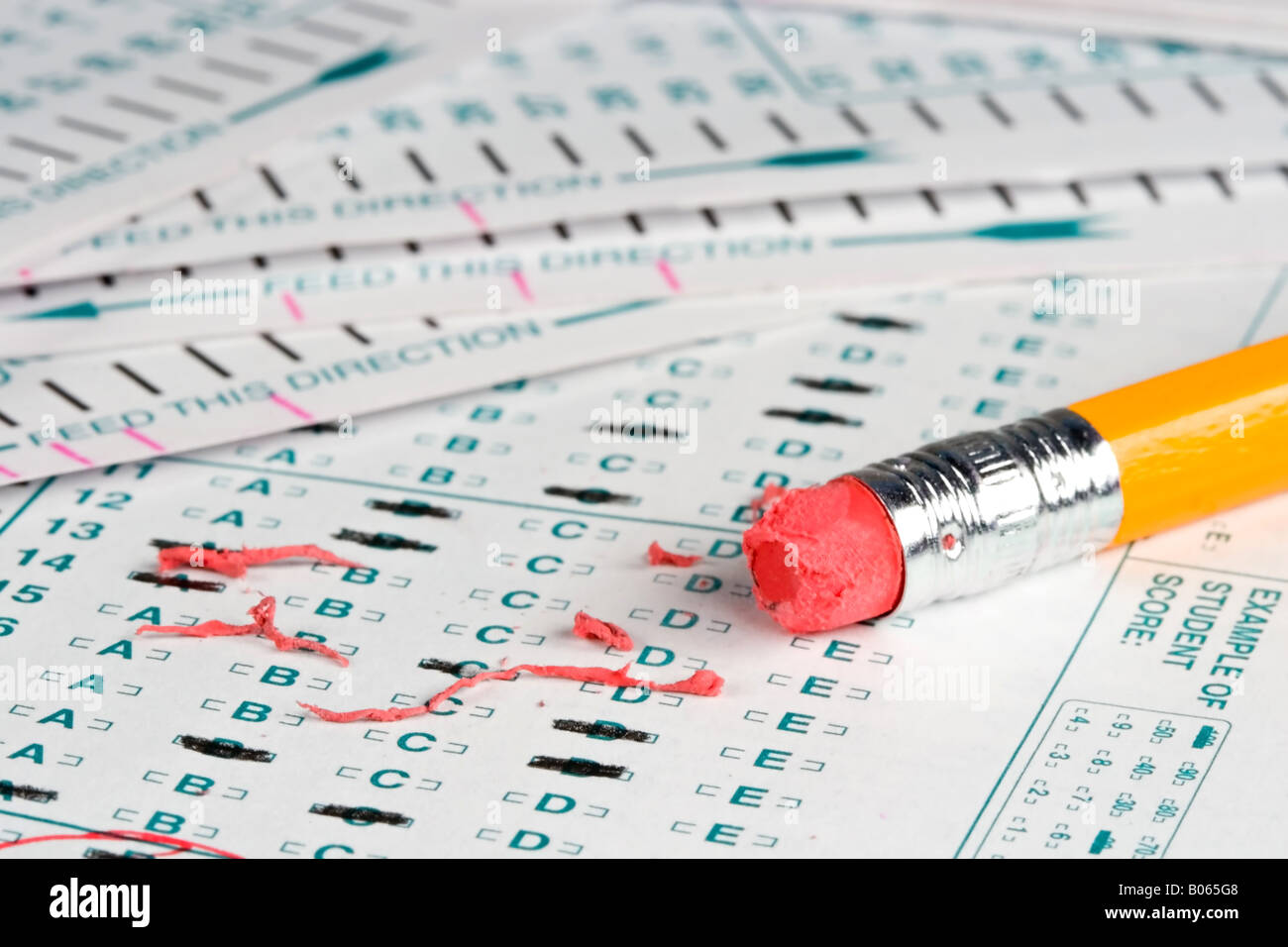 A bubble quiz or test on a students desk at school Stock Photo - Alamy