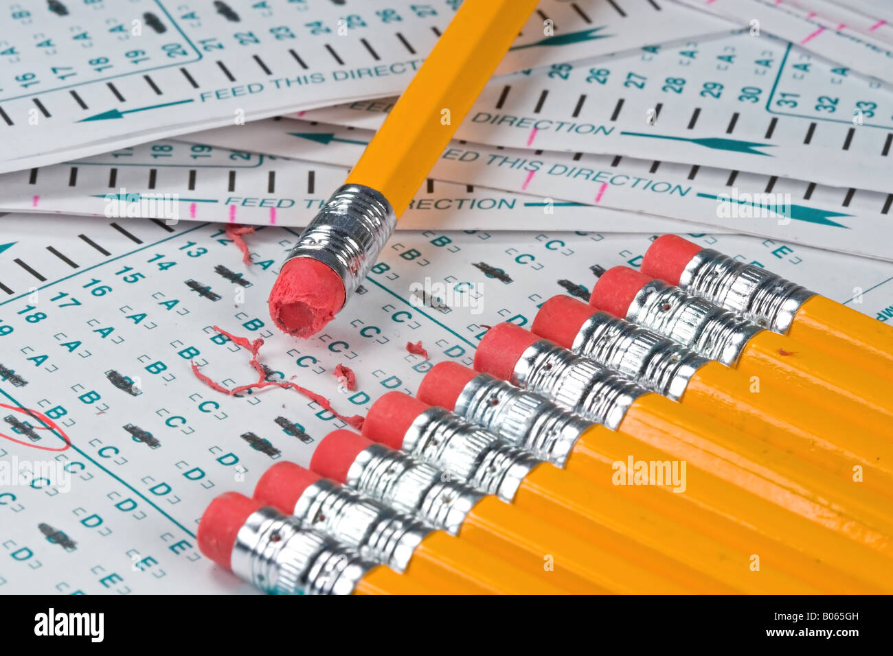 A bubble quiz or test on a students desk at school Stock Photo - Alamy