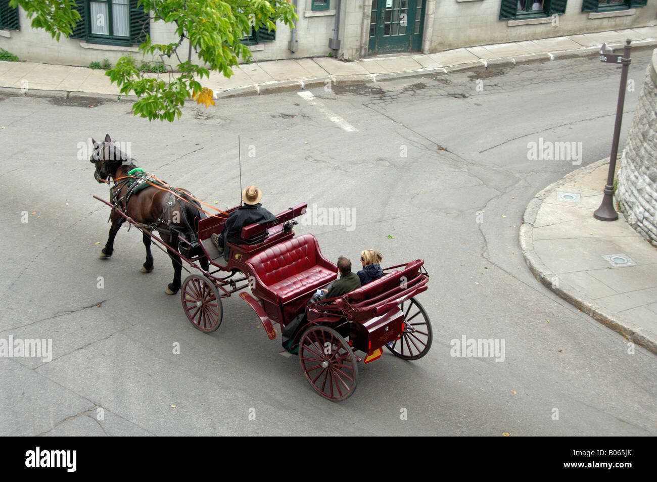 Canada, Quebec, Quebec City. Upper Town, traditional horse carriage ...
