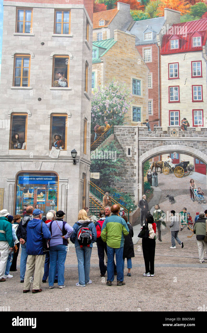 Canada, Quebec, Quebec City. The Quebec City Mural, 5-story painting ...