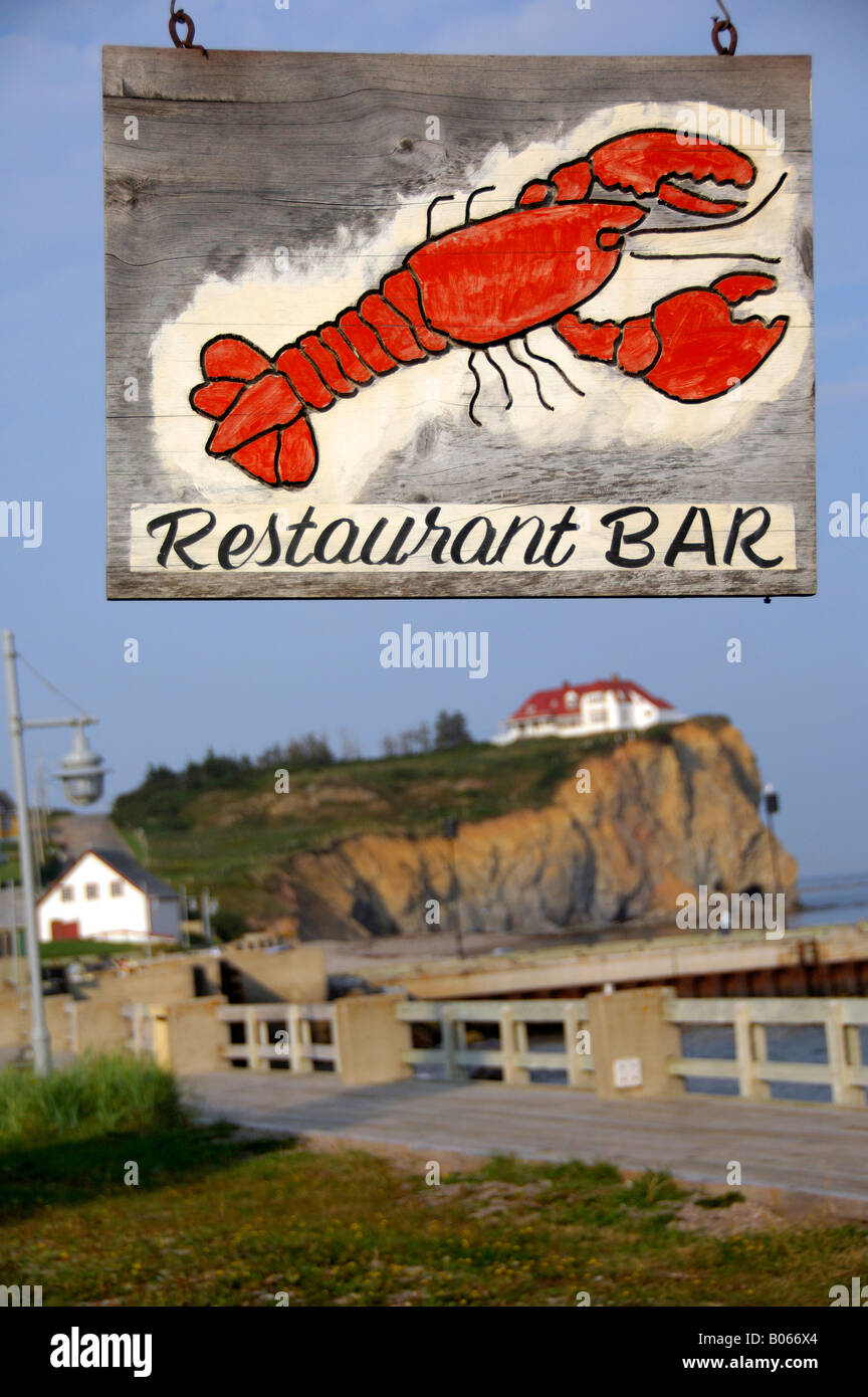Canada, Quebec, Perce. Waterfront restaurant sign Stock Photo - Alamy