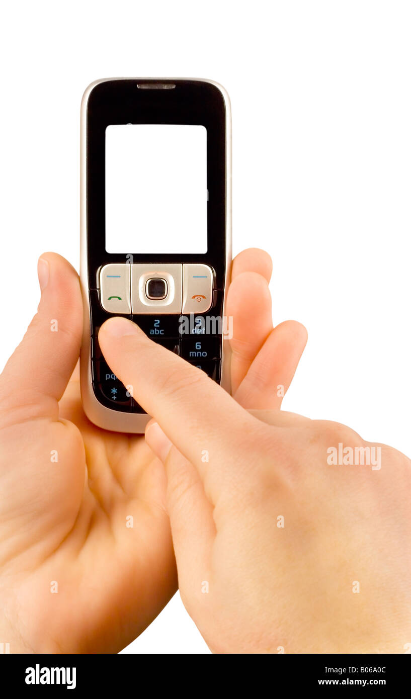 a technology cellular phone holding in a human hand Stock Photo - Alamy