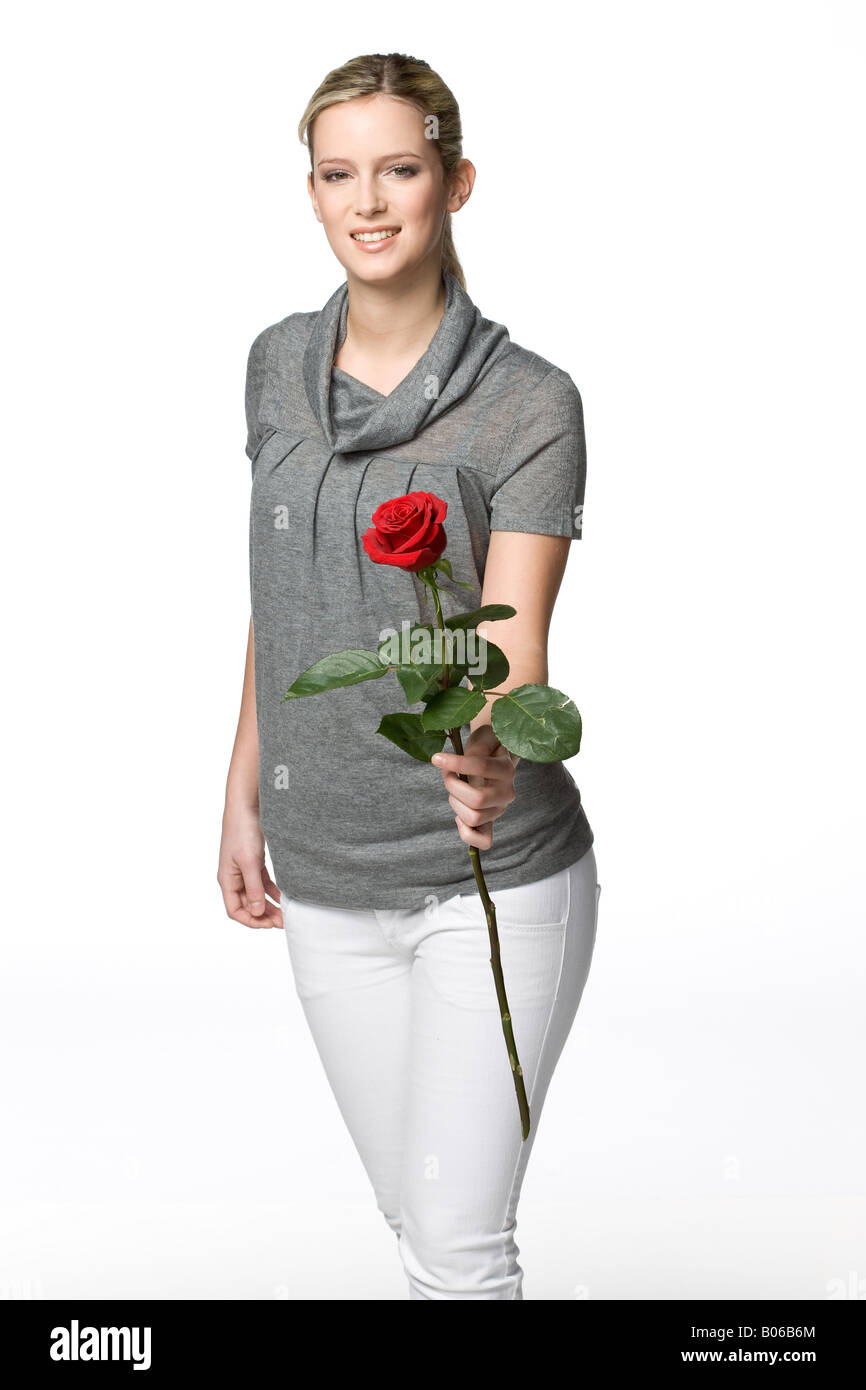 girl with a rose Stock Photo - Alamy