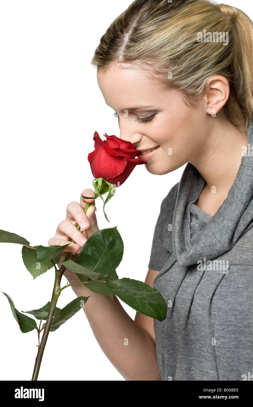 Woman and rose Stock Photo - Alamy