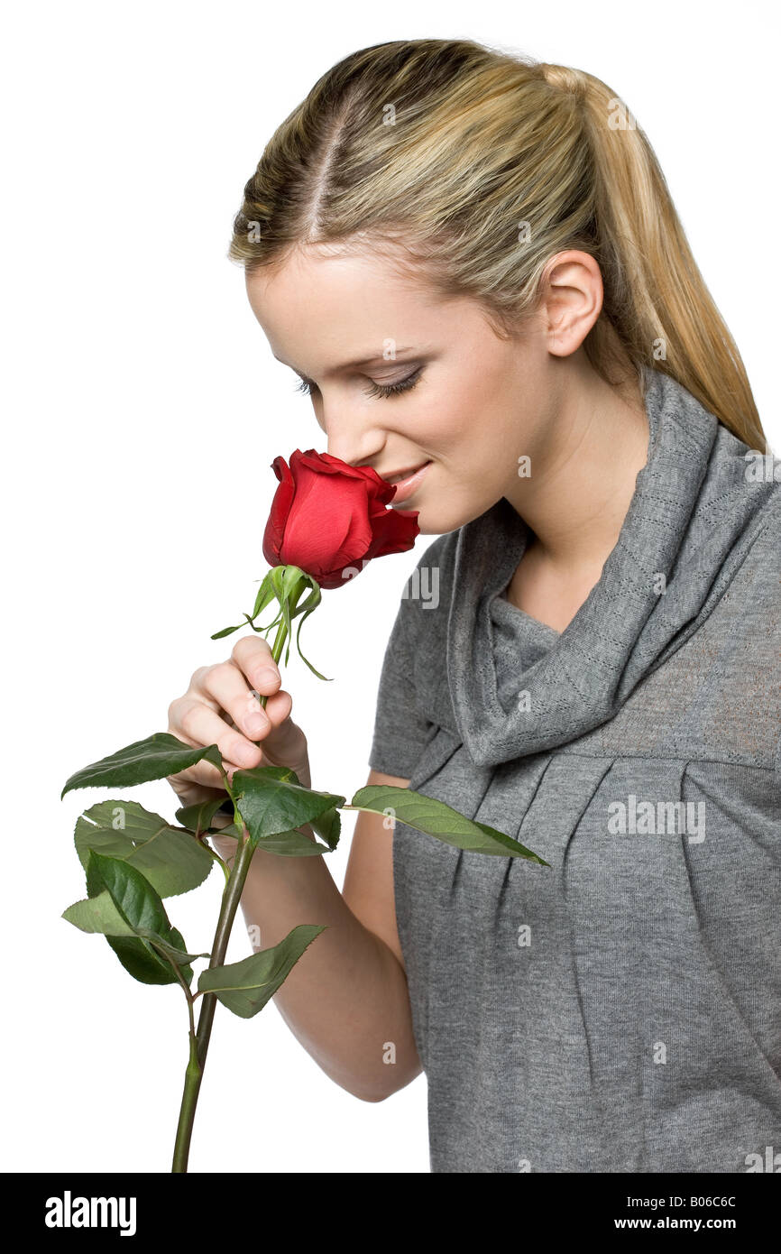 woman and rose Stock Photo - Alamy