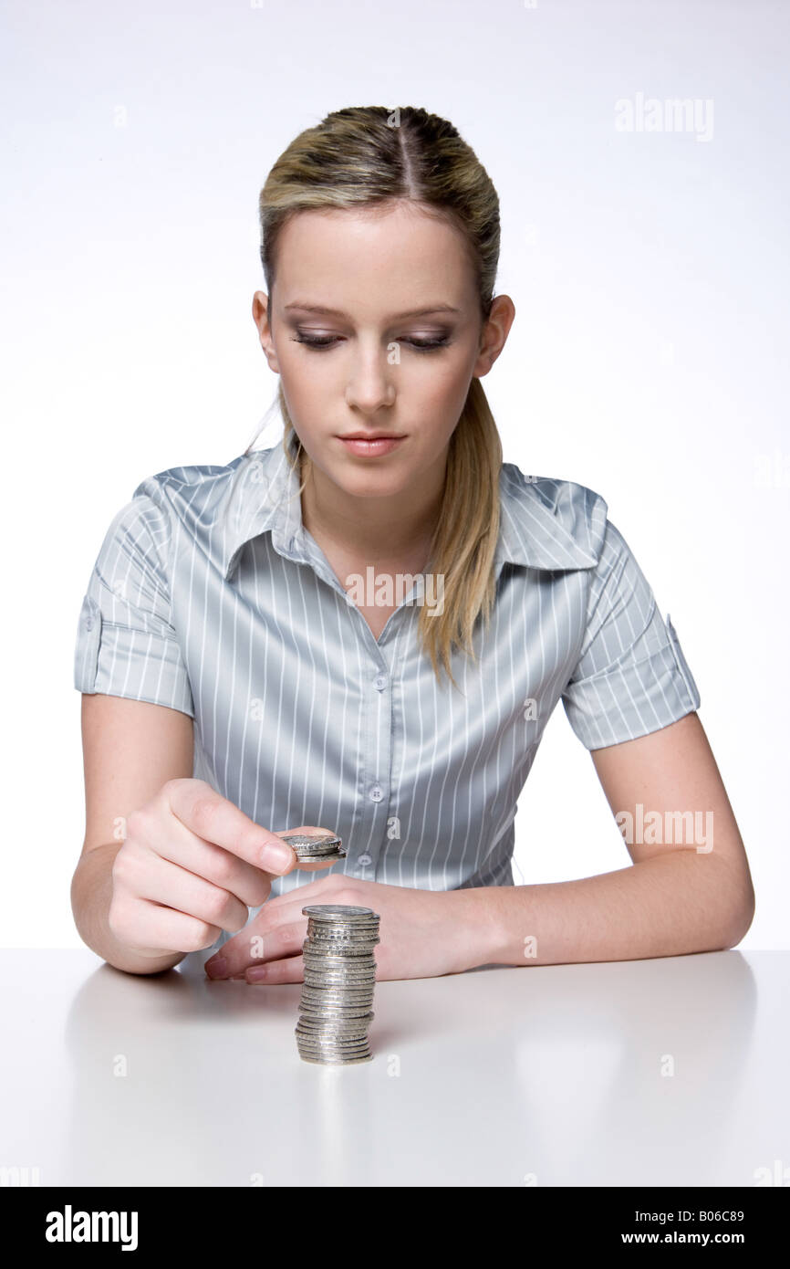 woman counts money Stock Photo - Alamy