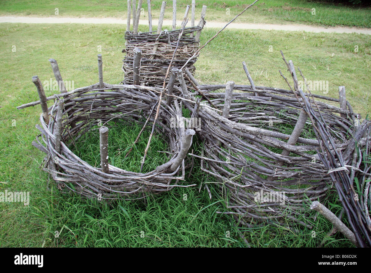 Examples of gabions on display at the Colonial National Historic Park ...