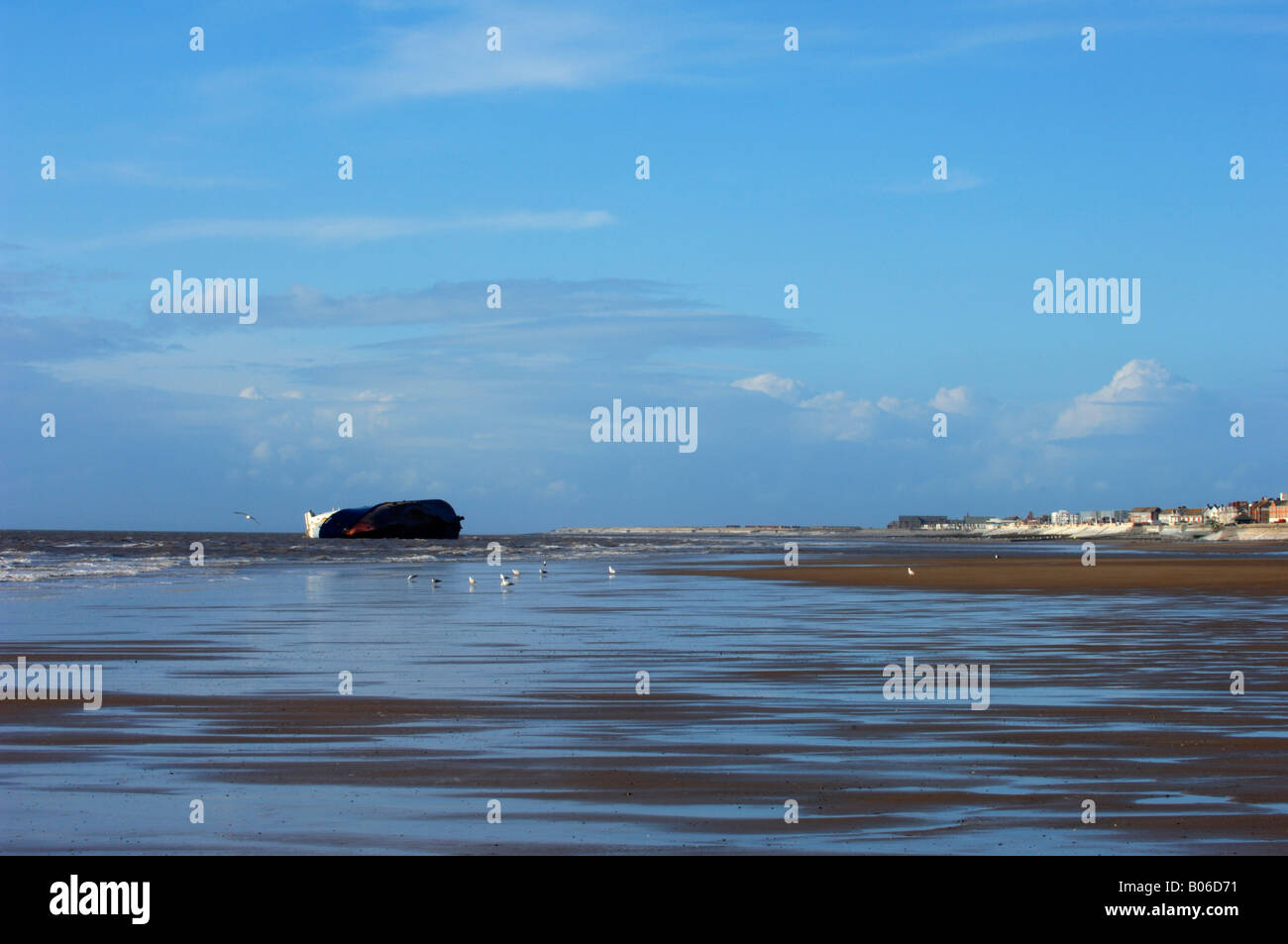 The forlorn wreck of the 'Riverdance' Ferry on the beach at Cleveleys ...