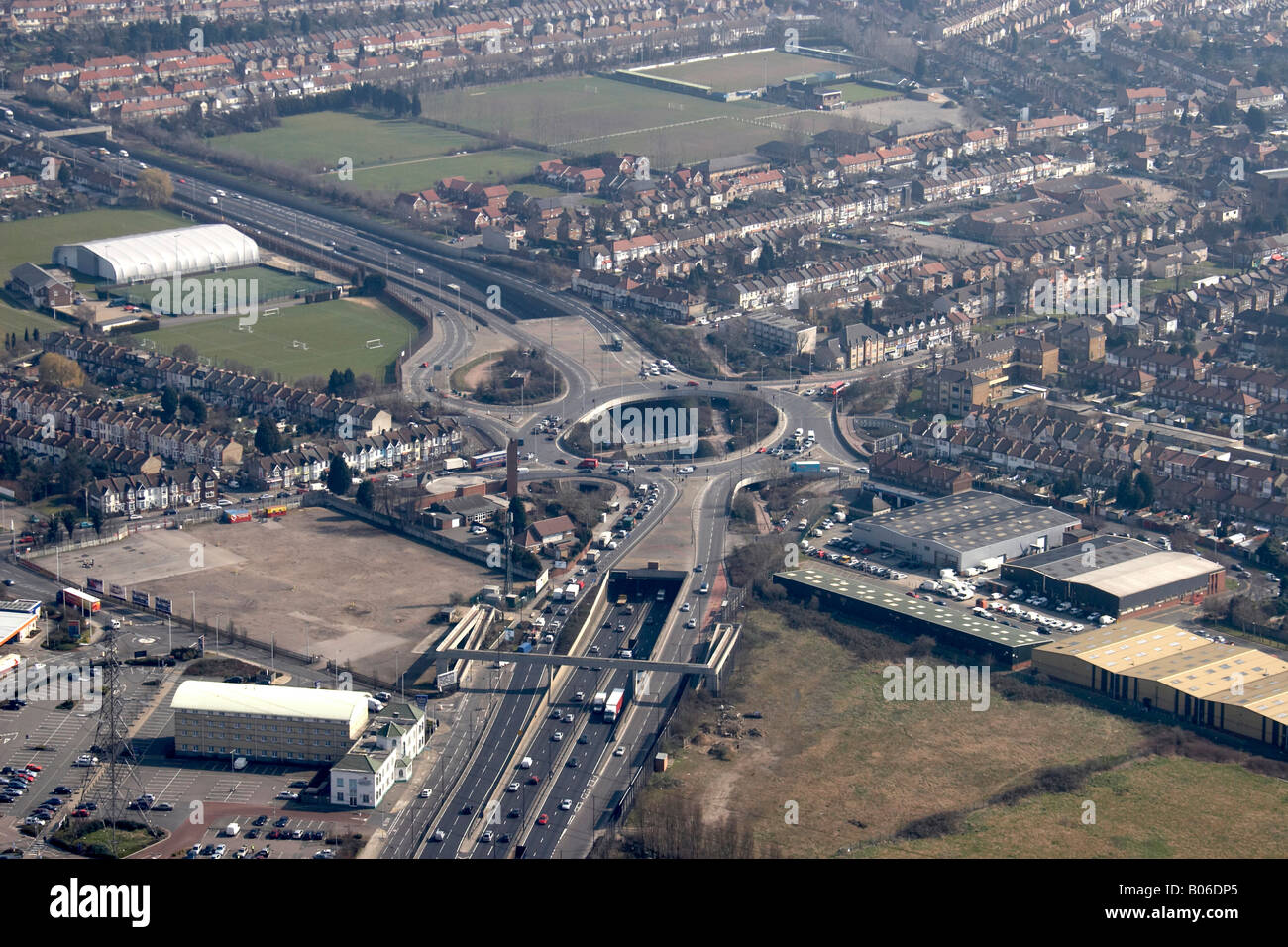 Aerial view south east of Crooked Billet North Circular Road A406 ...