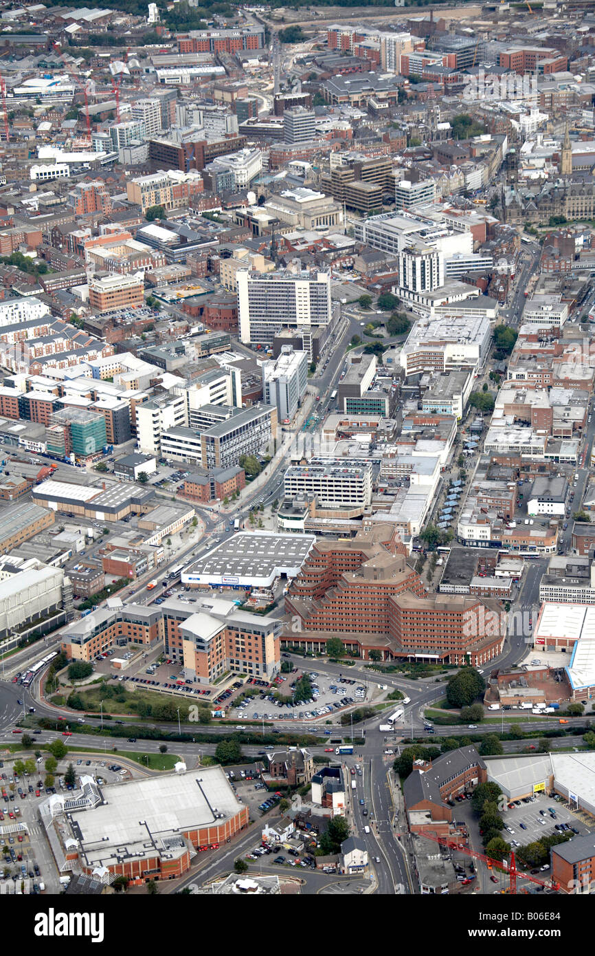 Aerial view north east of Moore Street inner city buildings and tower ...