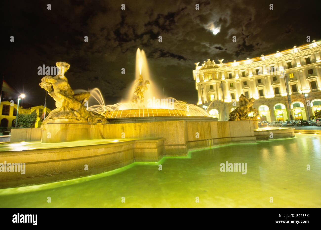 Water fountain at night Stock Photo - Alamy